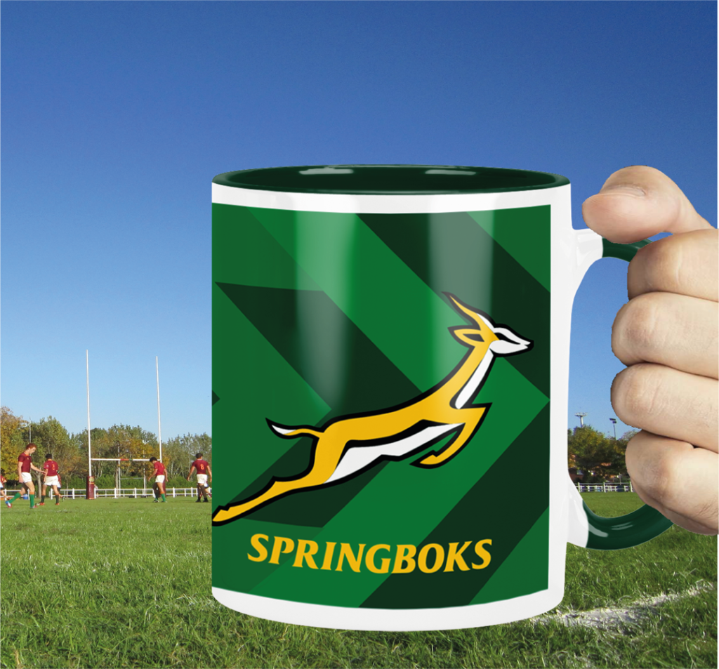 SPRINGBOKS Rugby Personalised Mug Green Inner - RWC Jersey